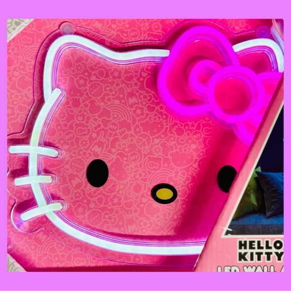 Sanrio | Wall Decor | Cute Hello Kitty Face With Bow And All Led Neon ...